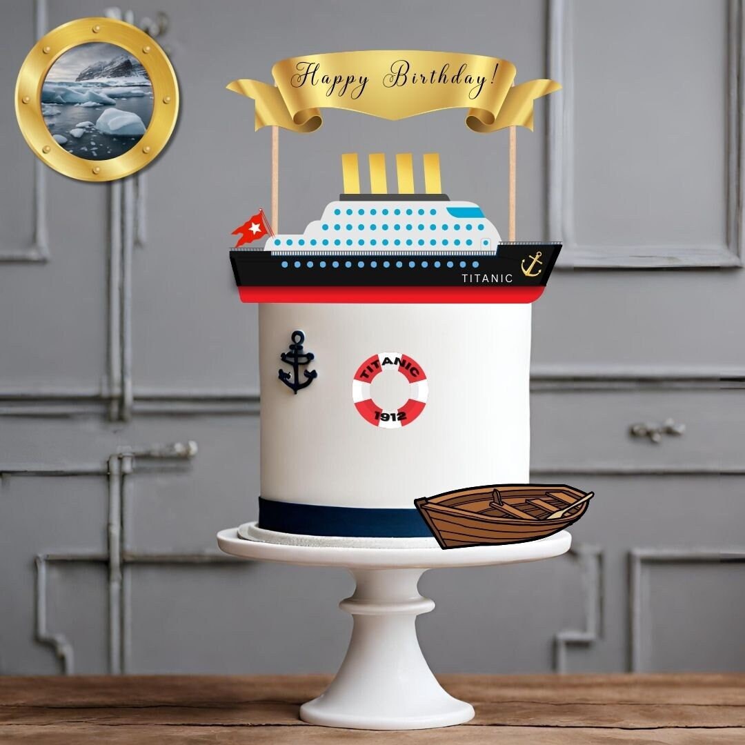 TITANIC Gold Party Cake Topper W Lifeboats and Accessories and Two ...