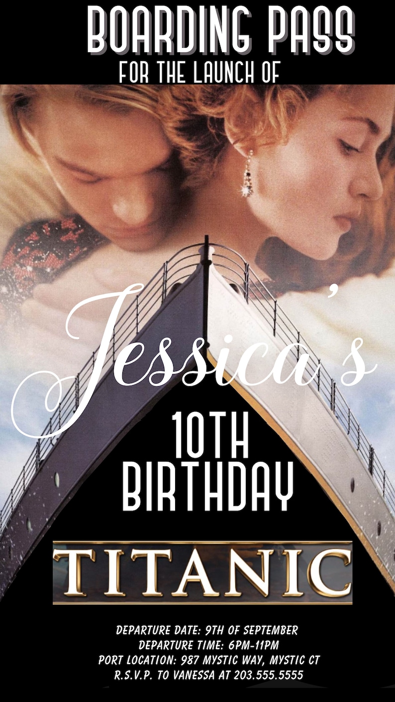 TITANIC Movie Poster Invitation Template Titanic Birthday Party ...