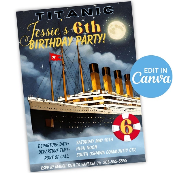 TITANIC Dreamy Invitation Template Cotton Candy Titanic Birthday Party ...