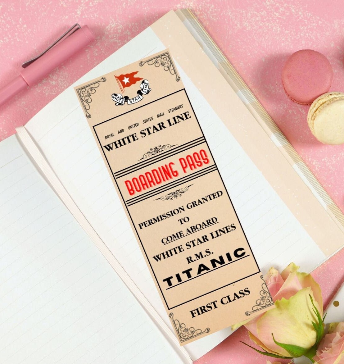 TITANIC Digital Book Mark Boarding Pass Bookmark TITANIC Bookmark ...