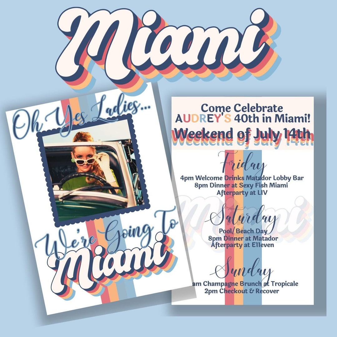 Editable Vintage Retro MIAMI Invitation Template Digital Instant ...