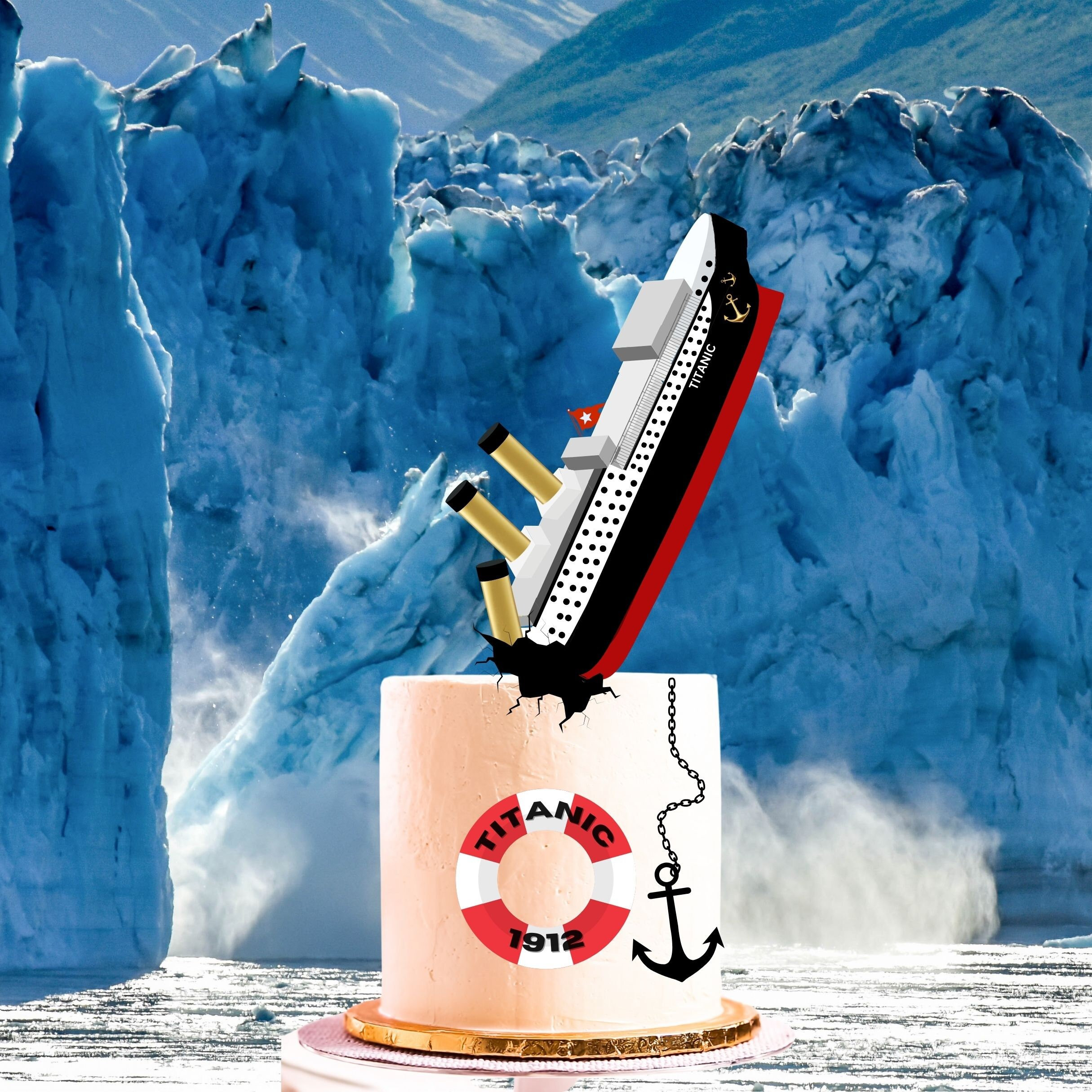 TITANIC Sinking Party Cake Topper, 2 Designs, Includes Accessories and Portholes TITANIC Party ...