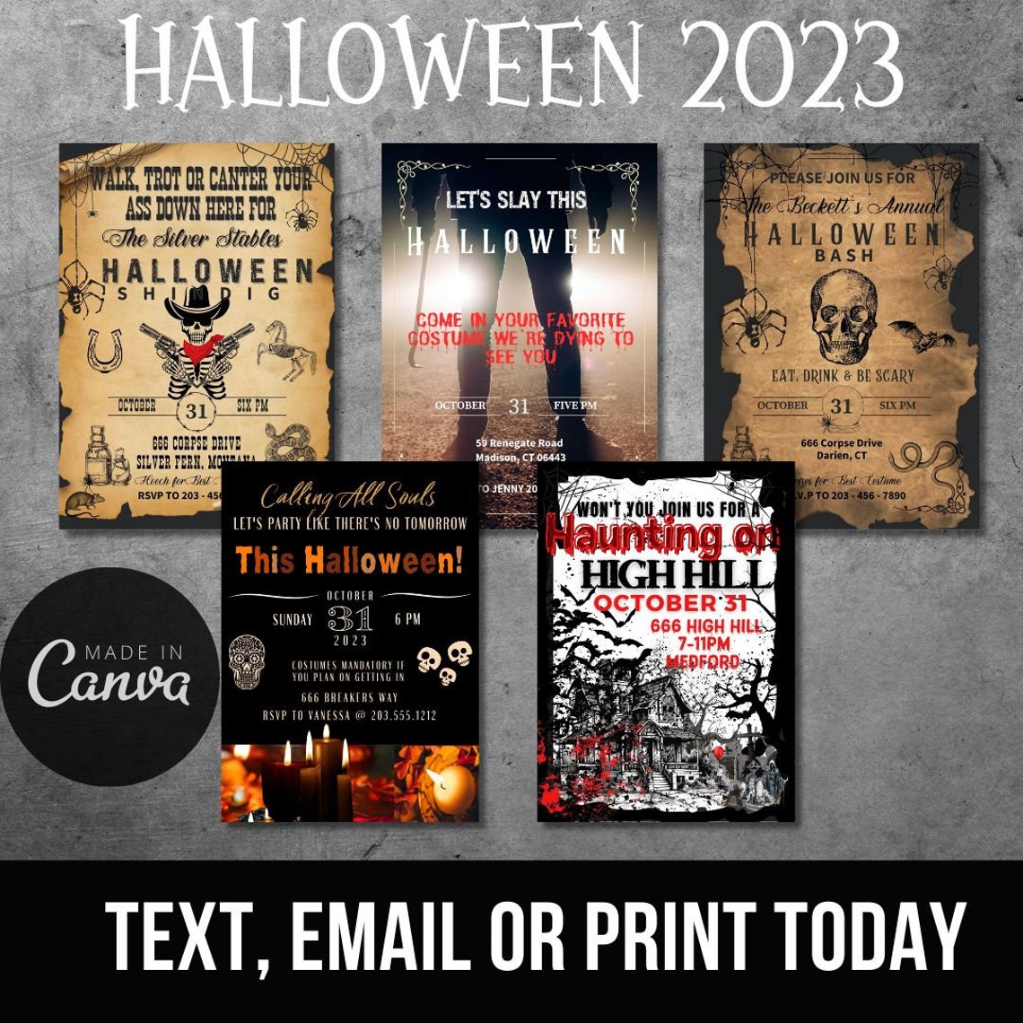 Let's Slay Halloween Editable Printable Evite Invitation - Etsy