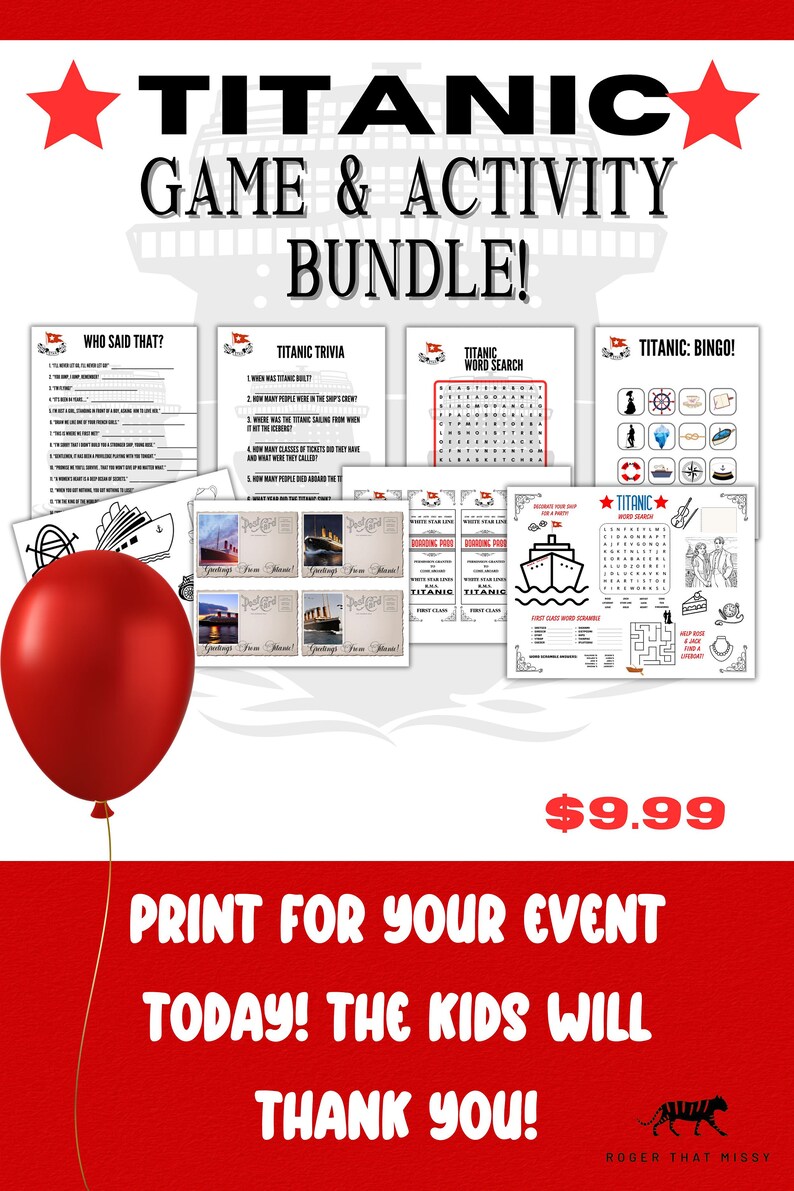 TITANIC Games Bundle-who Said That-trivia-crosswords-word Search ...