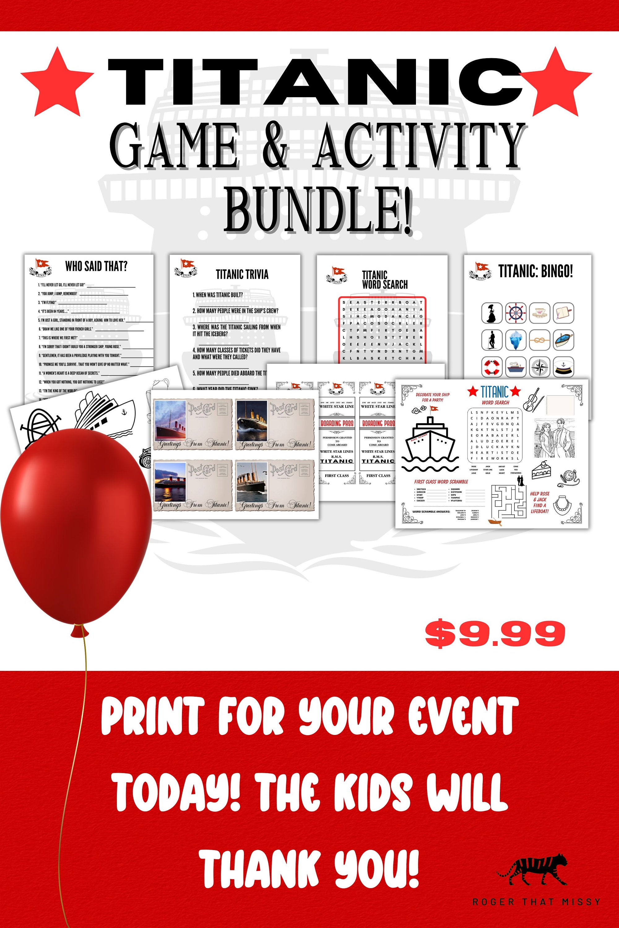 TITANIC Games Bundle-who Said That-trivia-crosswords-word Search ...