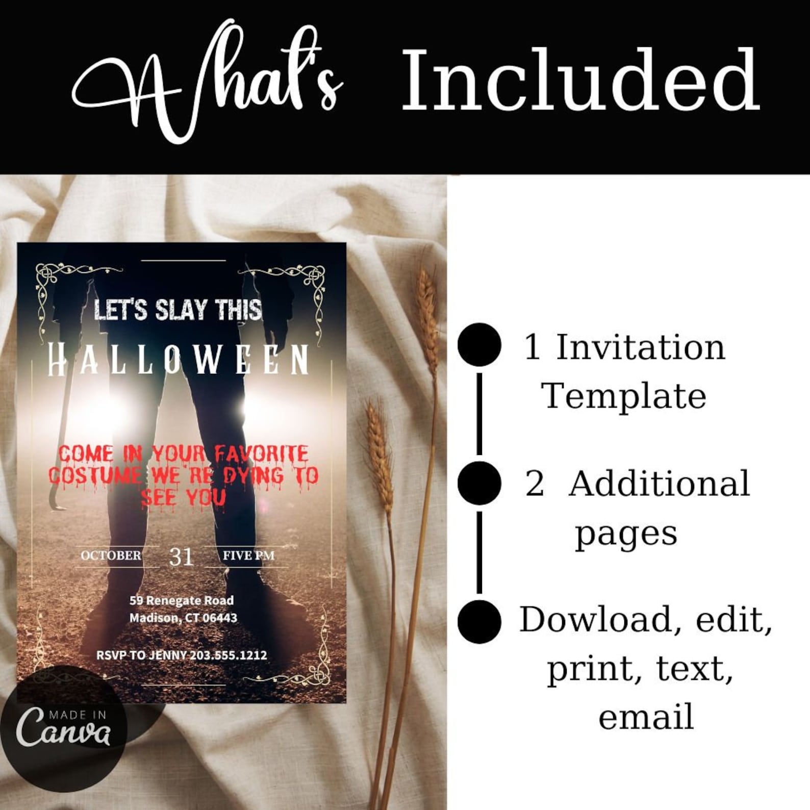 Let's Slay Halloween Editable Printable Evite Invitation Instant ...