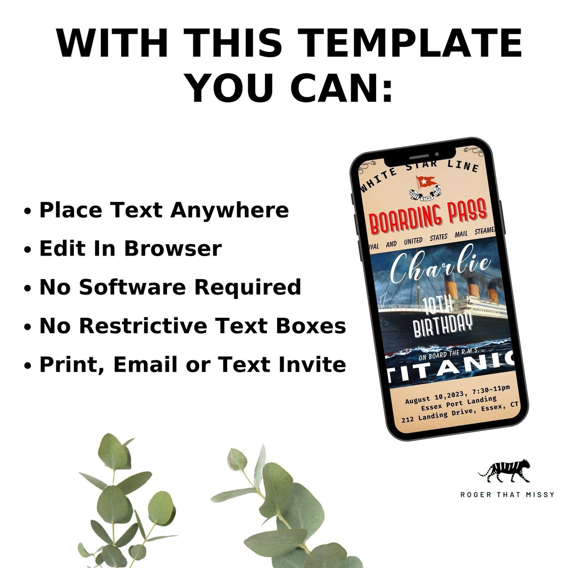 TITANIC Invitation Template Titanic Birthday Party Printable Titanic ...