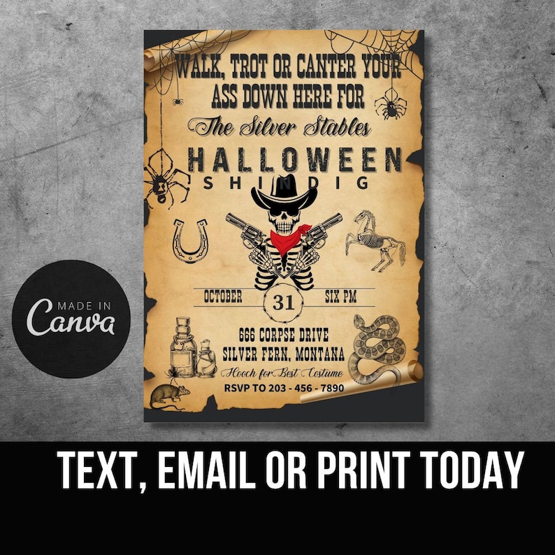 Western Halloween Invitation Template, Walk Trot Canter Halloween ...