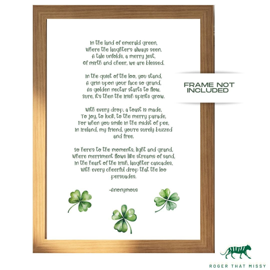 St Patrick Day Funny Pee Loo Poems, Printable Wall Art, Irish Print ...