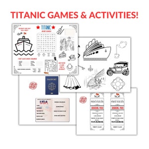 TITANIC KIDS Placemat Games/activities, TITANIC Coloring, Wordsearch ...