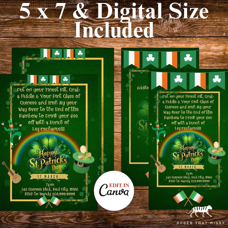 Editable Digital St Patrick's Day Invitation, St Patrick's Day Party ...