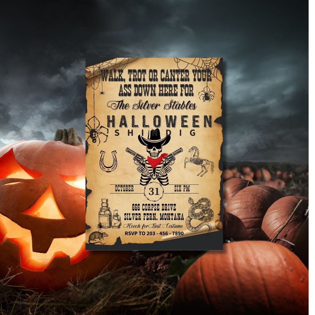 Western Halloween Invitation Template, Walk Trot Canter Halloween ...
