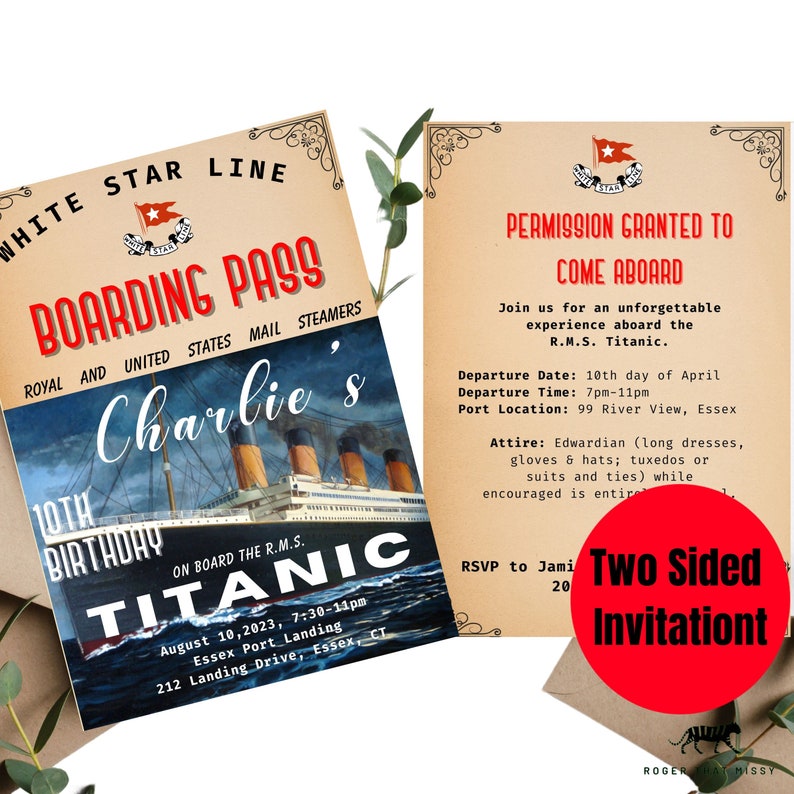 TITANIC Invitation Template Titanic Birthday Party Printable Titanic ...