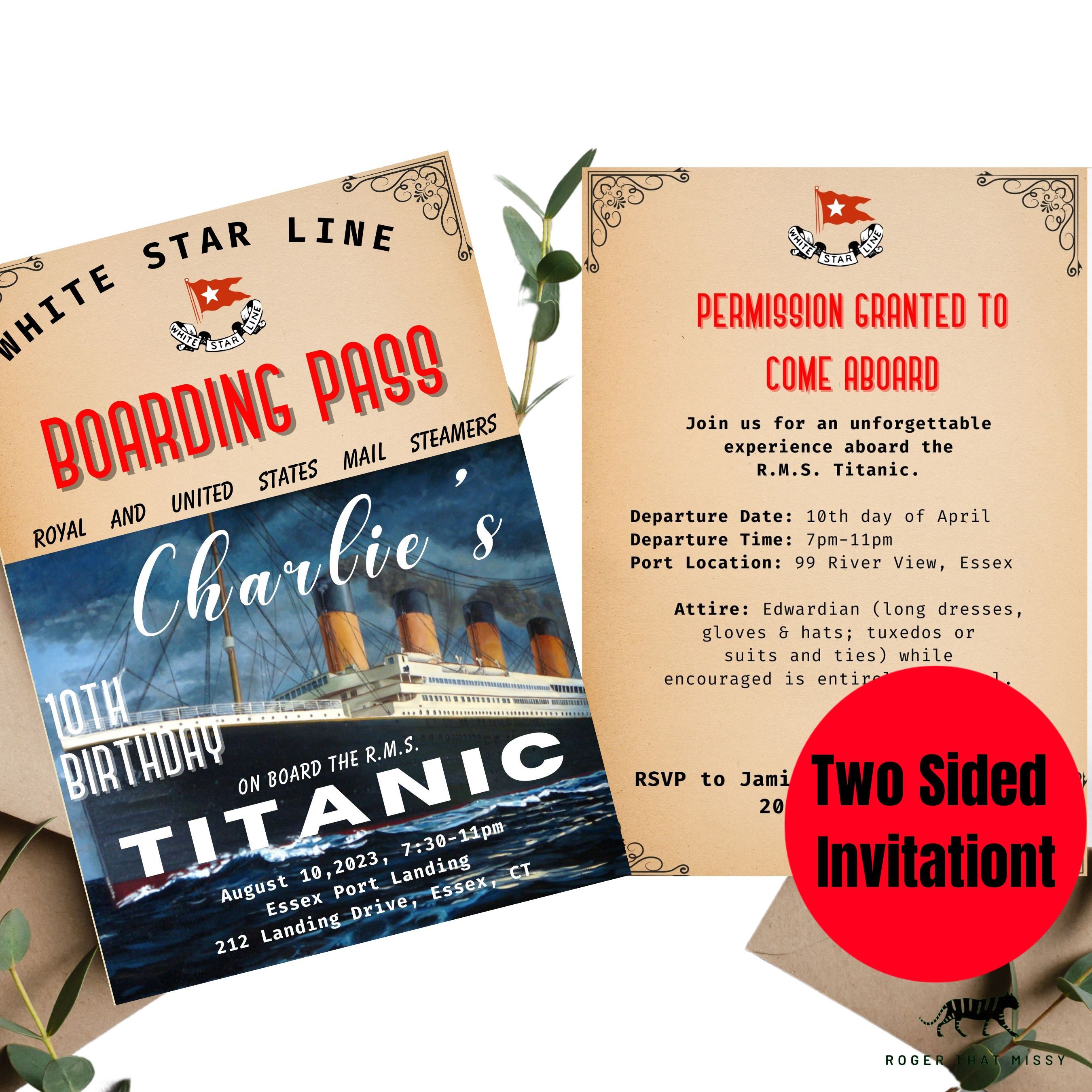 TITANIC Invitation Template Titanic Birthday Party Printable Titanic ...