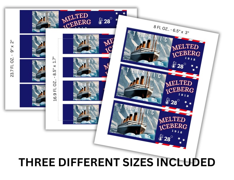 Titanic Iceberg Water Labels,titanic Mix/match Banner, Melted Iceberg ...
