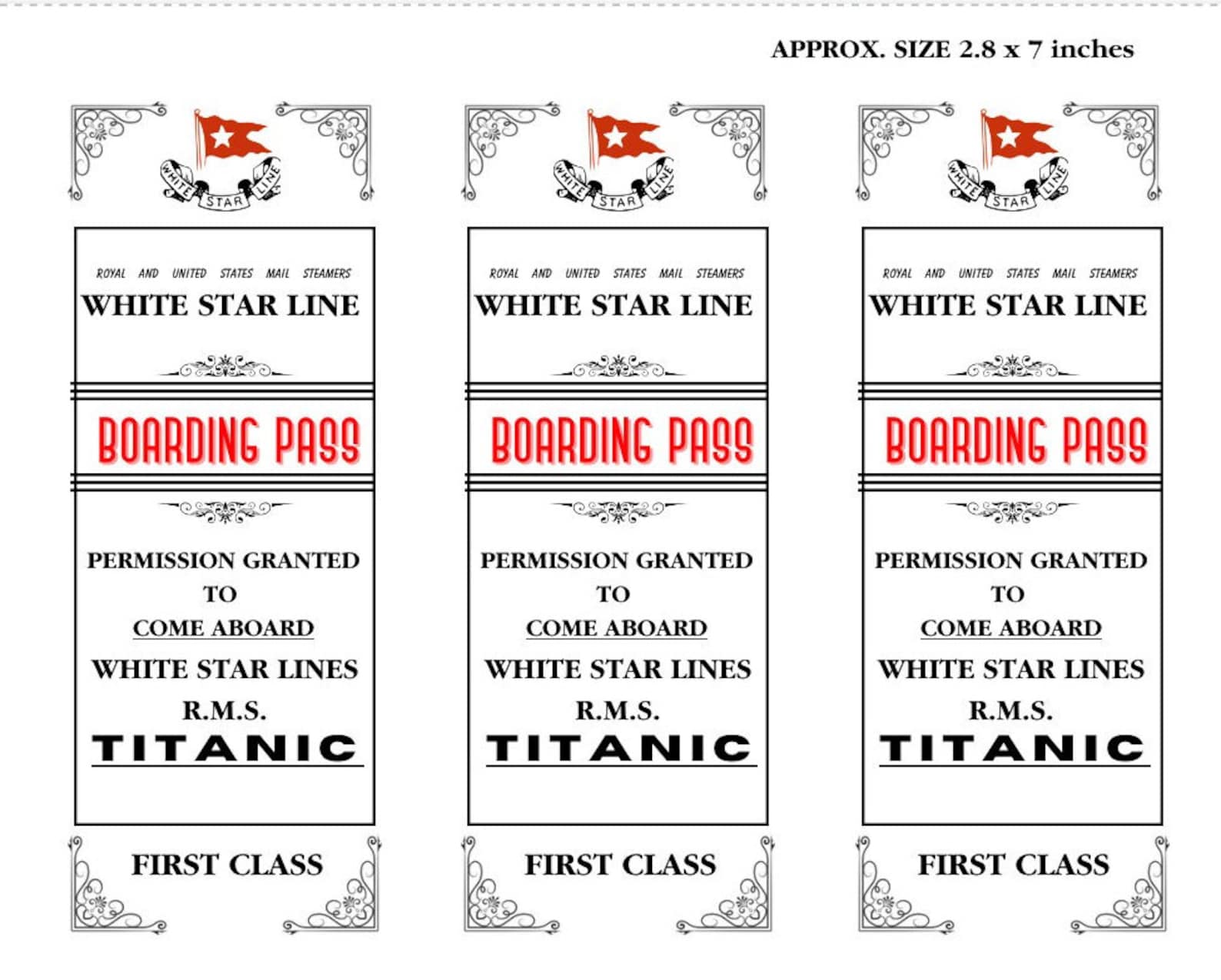 TITANIC Digital Book Mark Boarding Pass Bookmark TITANIC Bookmark ...