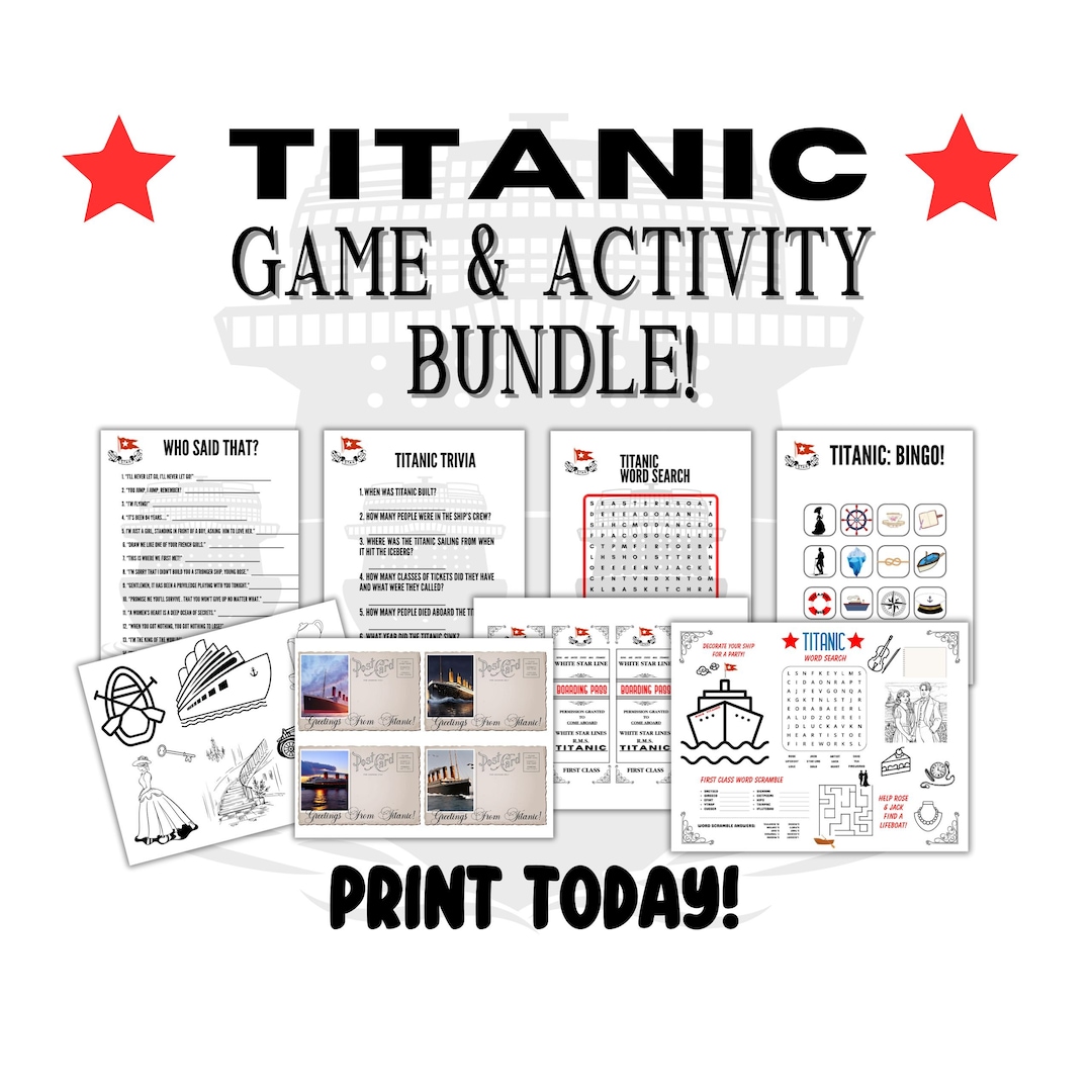 TITANIC Games Bundle-who Said That-trivia-crosswords-word Search ...