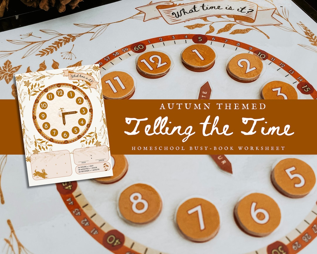 Printable Clock for Kids Autumn Themed Worksheet Montessori Materials ...