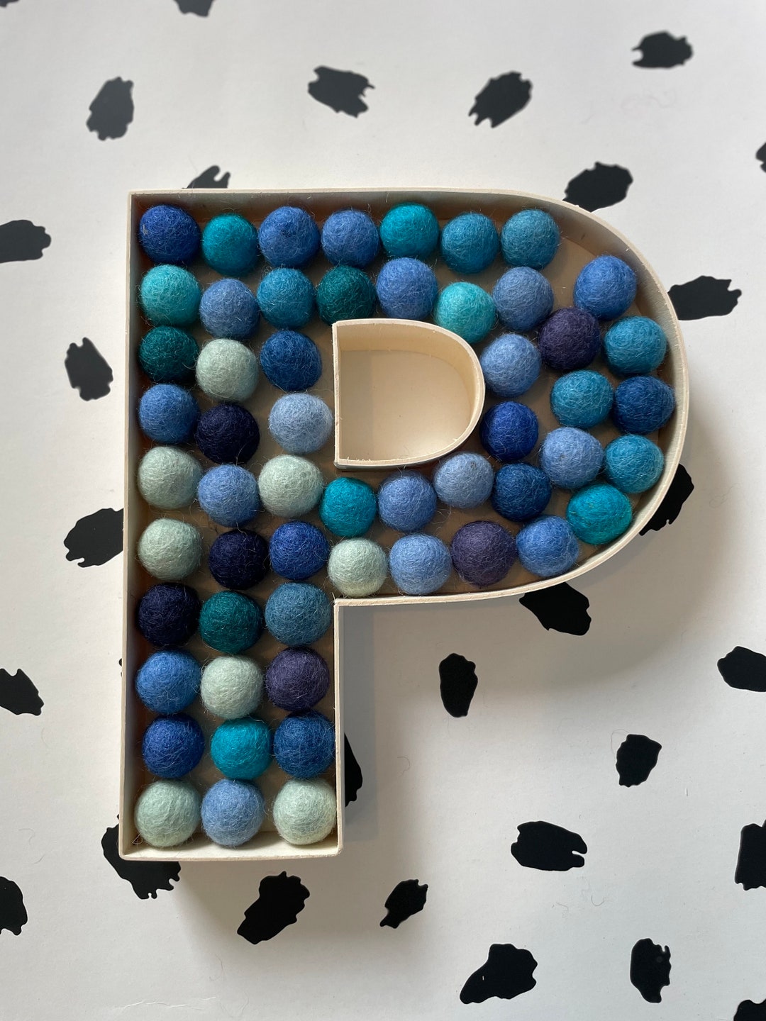 Wooden Filled Letters Blue Hues - Etsy
