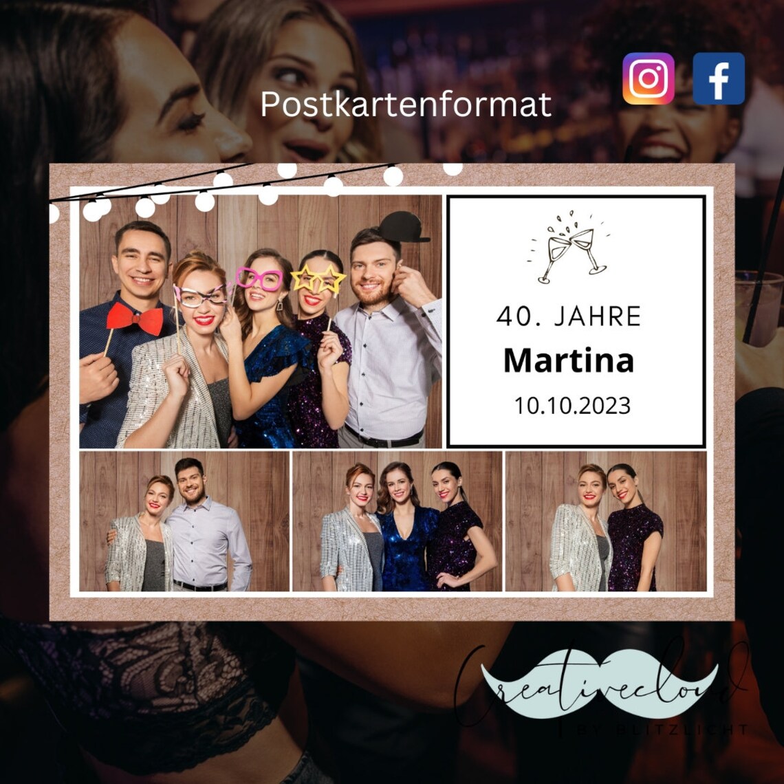 Photo Booth Template Birthday I Photo Box Layout I Photo Design I Photo ...