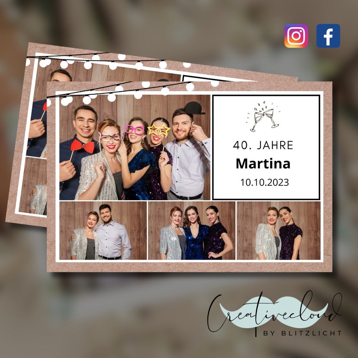 Photo Booth Template Birthday I Photo Box Layout I Photo Design I Photo ...