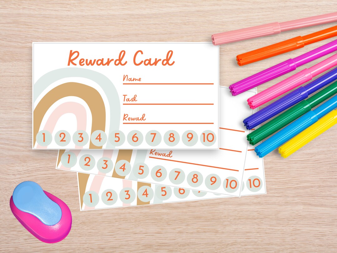 Printable Rainbow Reward Punch Cards | Incentive Rewards Tracker for ...