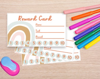 Printable Reward Punch Cards for Kids Rainbow Incentive Reward Card ...