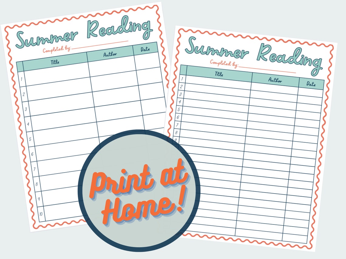 Printable Summer Reading List | Reading Challenge | Colorful Summer ...