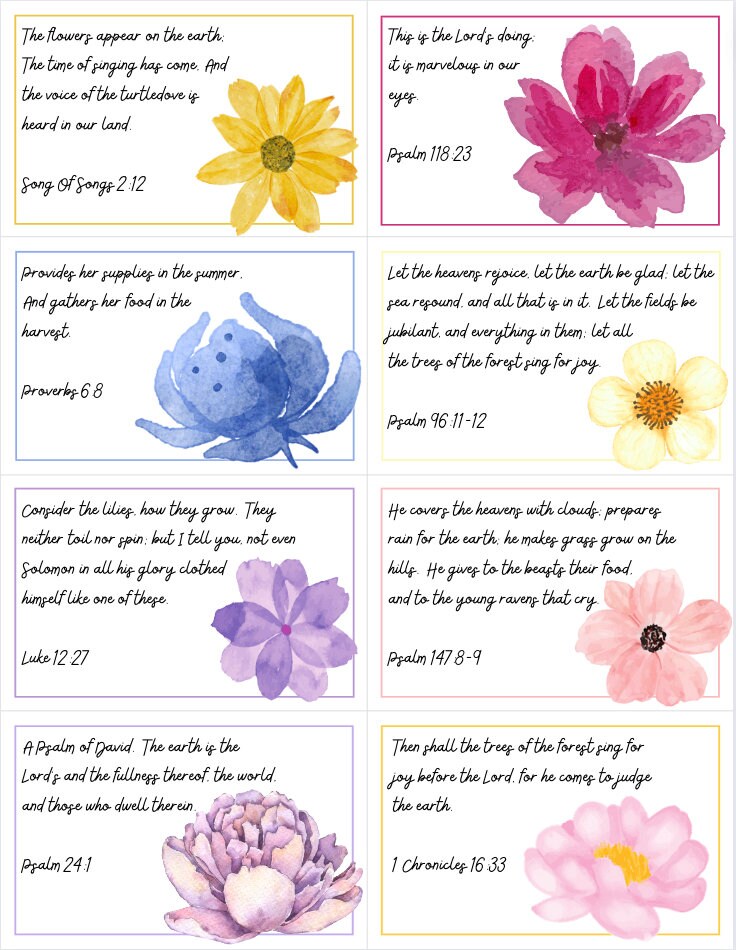 Printable Summer Scripture Cards, Memory Verses, Confirmation ...