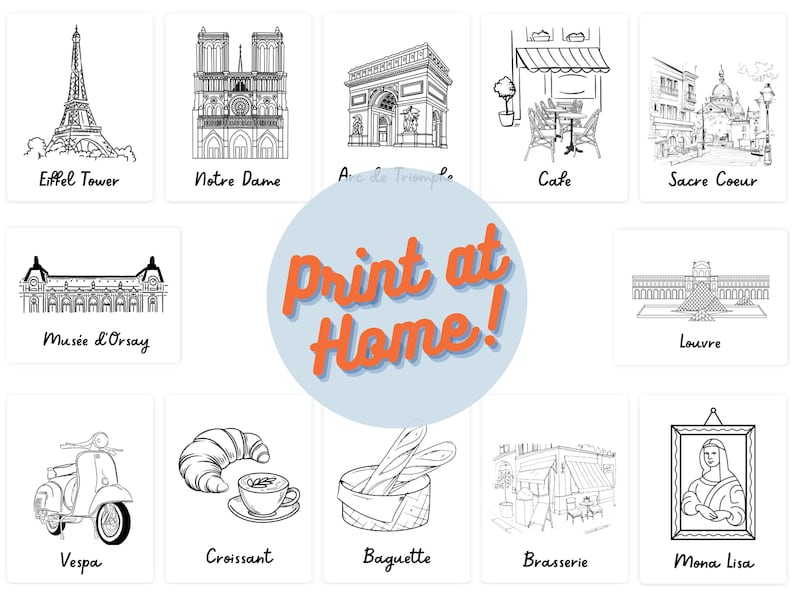 Paris Coloring Pages | 12 Pages | Printable Coloring Sheets | Instant ...