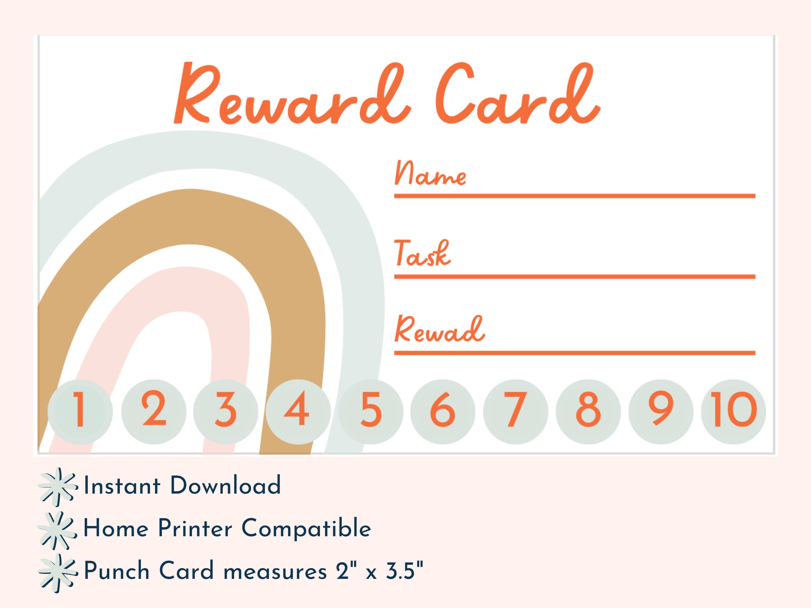 Printable Rainbow Reward Punch Cards | Incentive Rewards Tracker for ...
