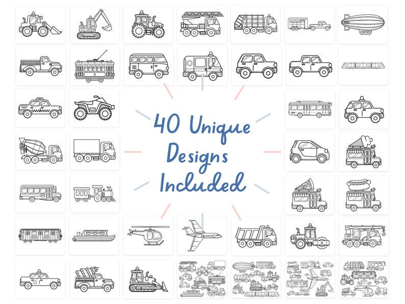 Transportation Coloring Pages | 40 Pages | 36 Unique Trains ...
