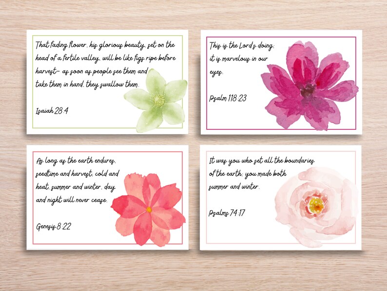 Printable Summer Scripture Cards, Memory Verses, Confirmation ...