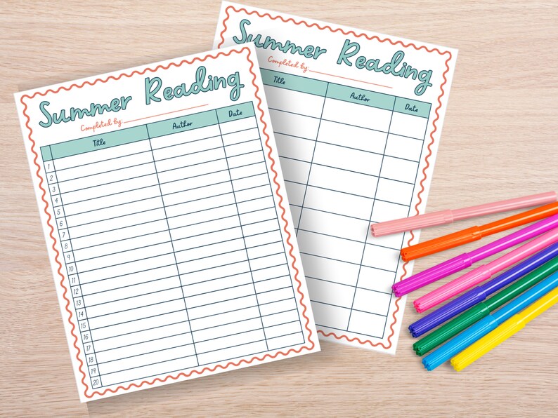 Printable Summer Reading List | Reading Challenge | Colorful Summer ...