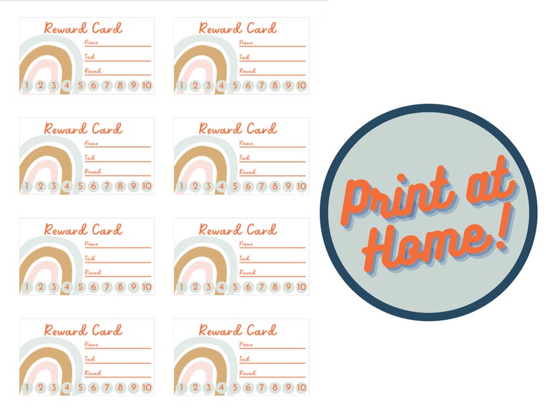 Printable Rainbow Reward Punch Cards | Incentive Rewards Tracker for ...