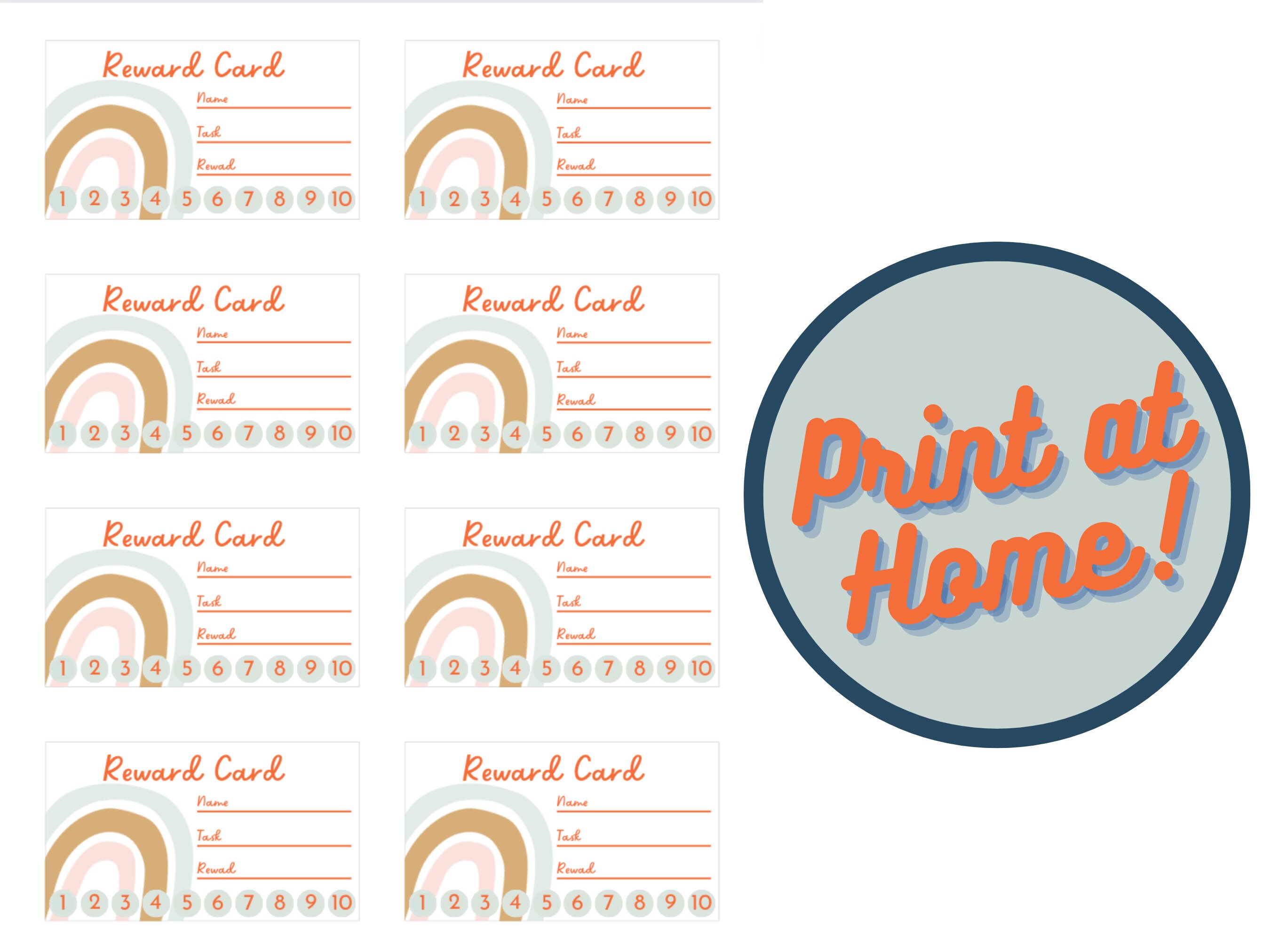 Printable Rainbow Reward Punch Cards | Incentive Rewards Tracker for ...