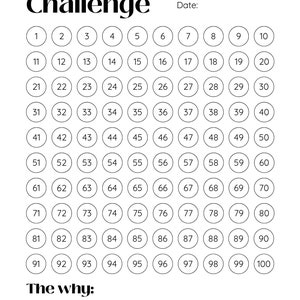 100 Day Challenge Printable Tracker Goal Setting Healthy Habits Chart ...
