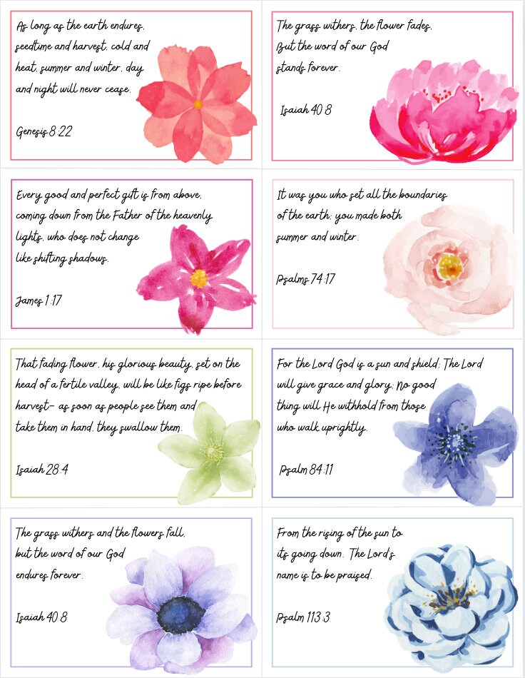 Printable Summer Scripture Cards, Memory Verses, Confirmation ...