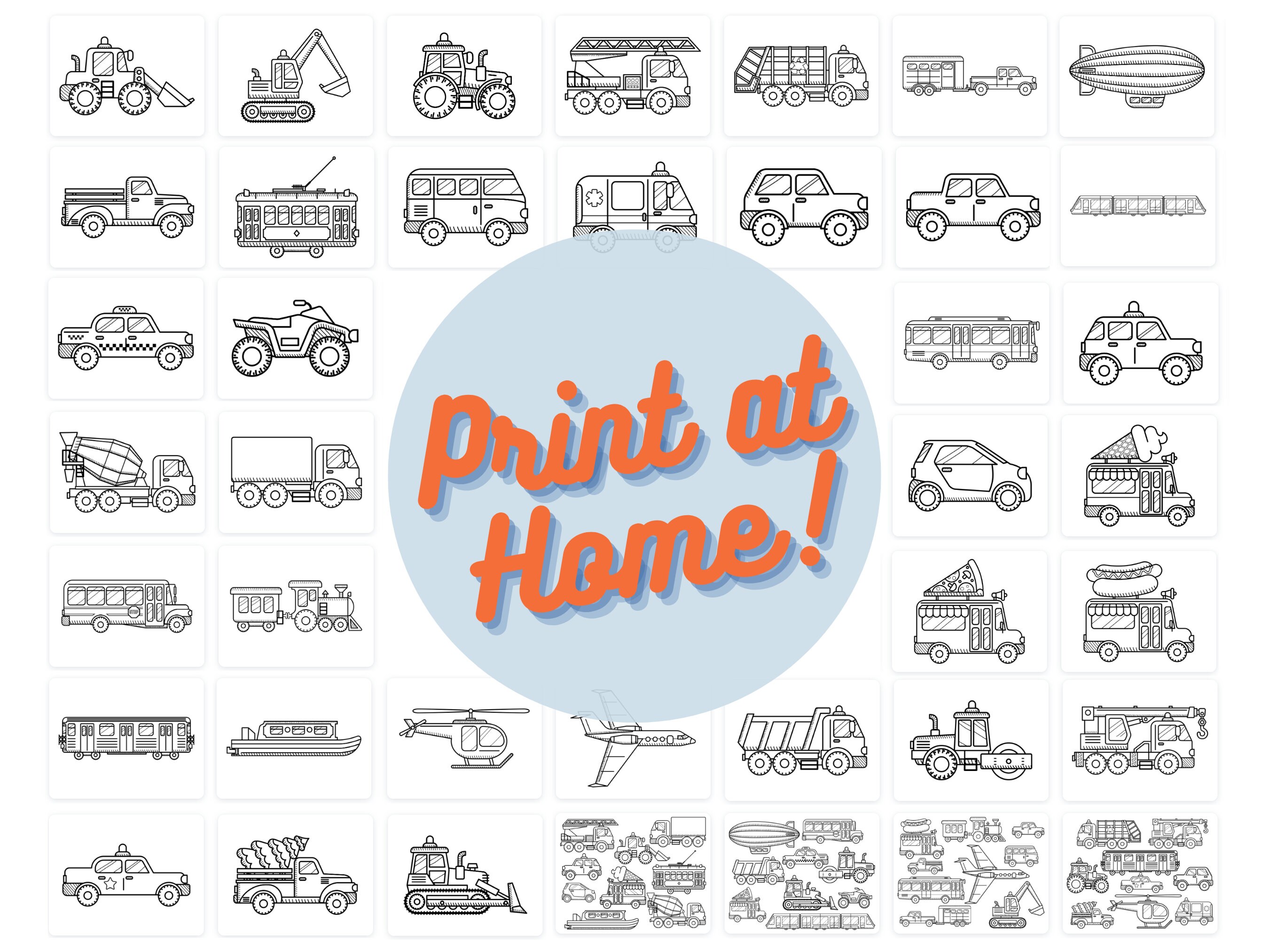 Transportation Coloring Pages | 40 Pages | 36 Unique Trains ...