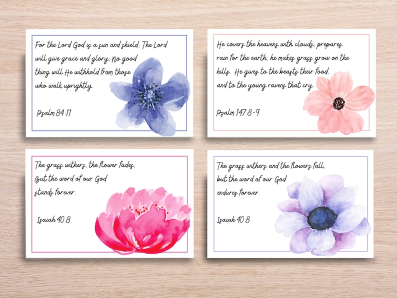 Printable Summer Scripture Cards, Memory Verses, Confirmation ...