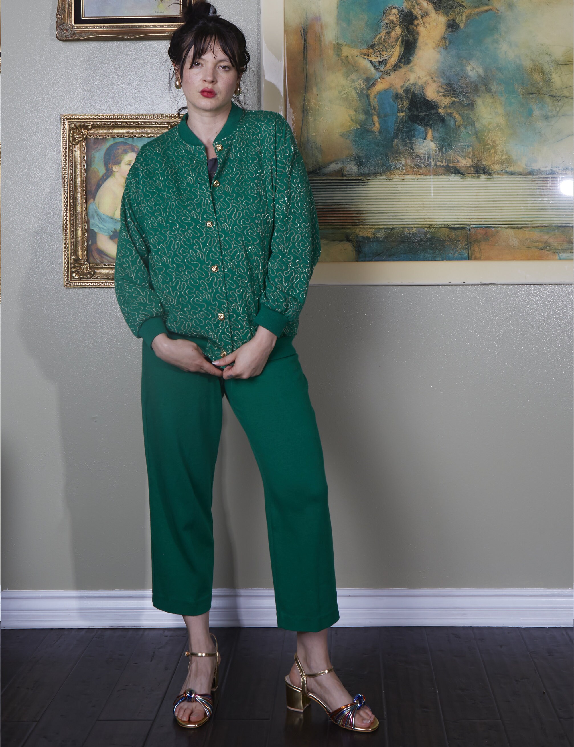 MATCHING VINTAGE SWEATSUIT 80S Gold Green Matching Set Pants - Etsy