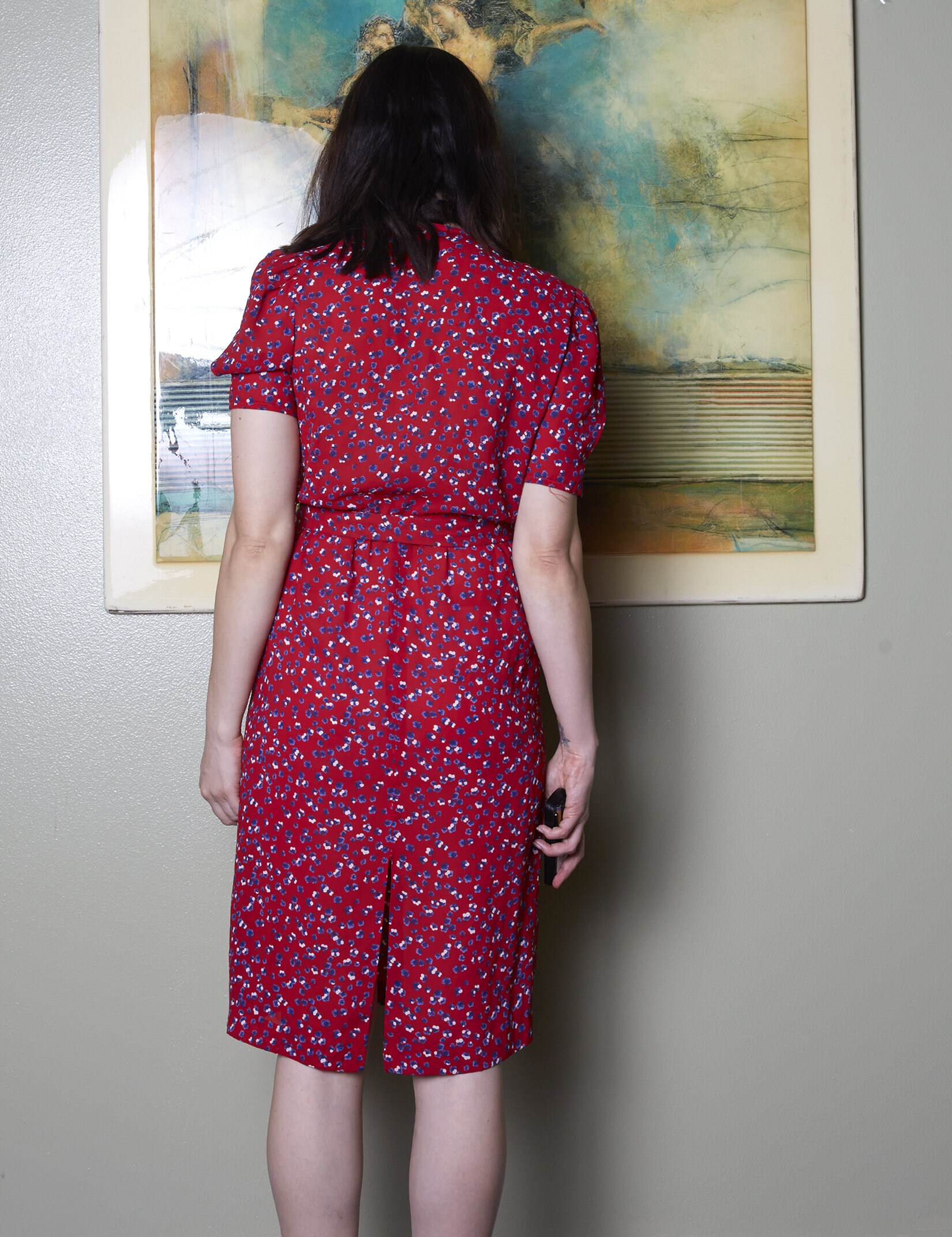 90s Floral Dress Tomato Girl Secretary Dress Vintage Ruffle High ...