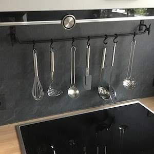 Hand-forged Wrought Iron Kitchen Pot Pan Rack With Sliding Hooks ...
