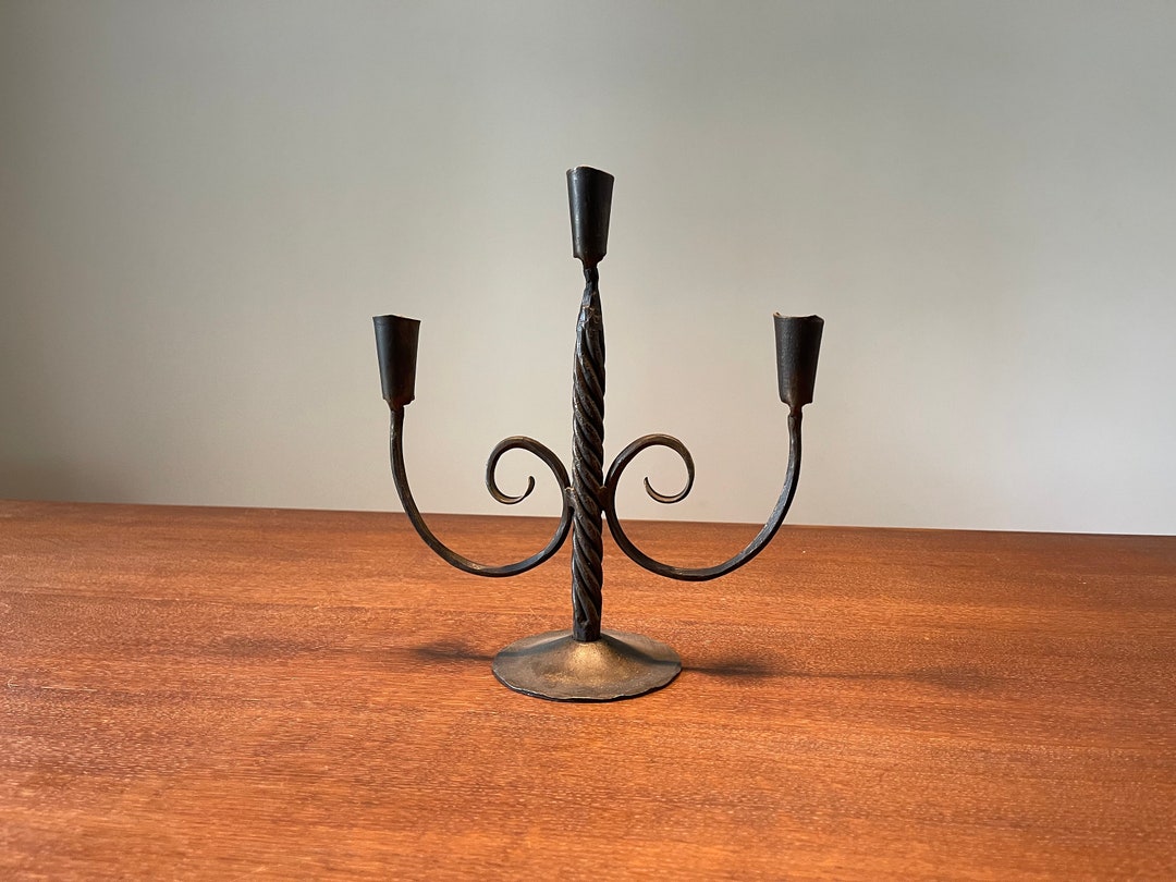 Antique Large Candlestick for Three Candles | Forged Standing Type ...