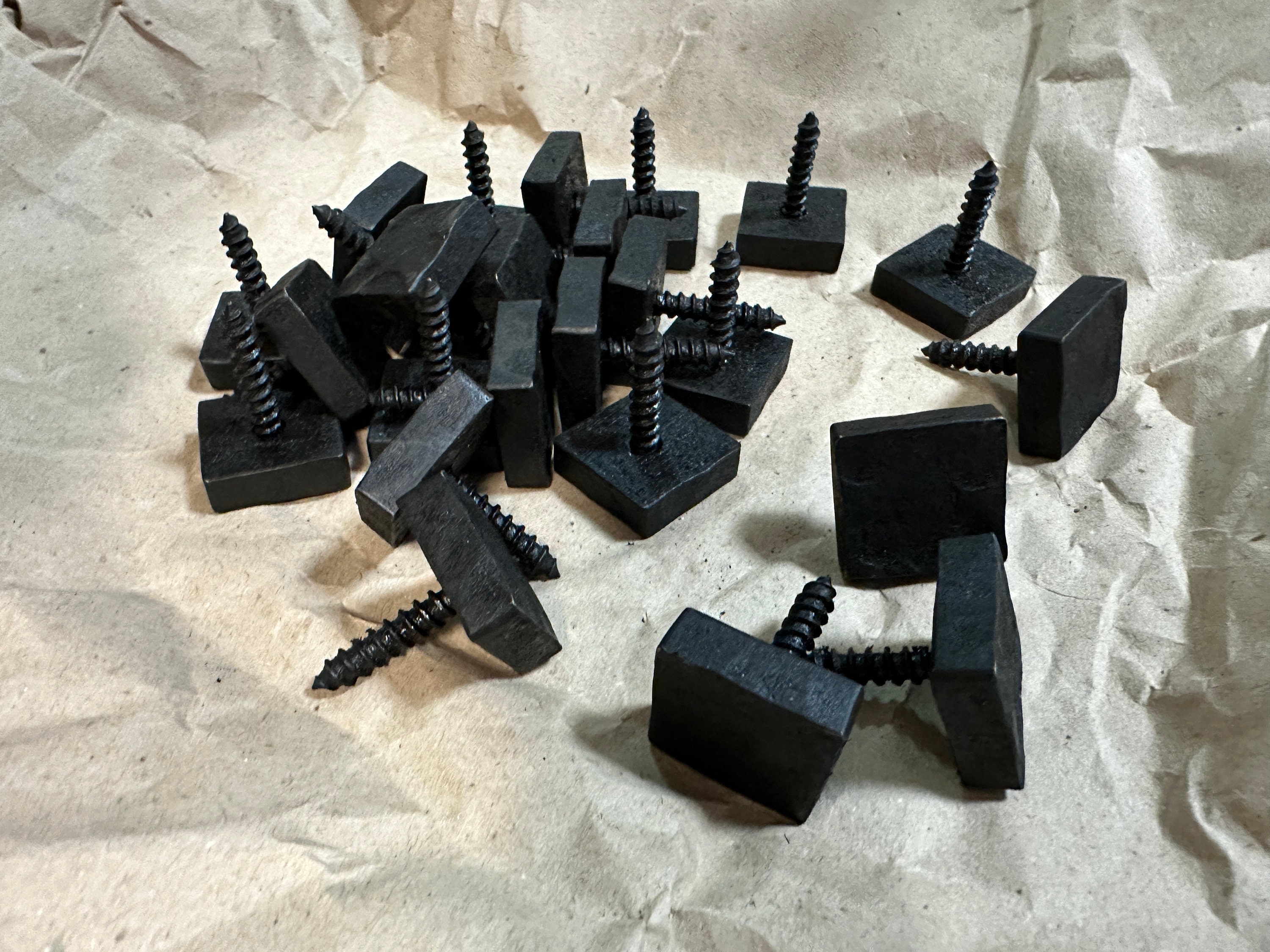 Hand-forged Iron Square Head Screws | Rustic Black Wrought Iron (SET OF ...