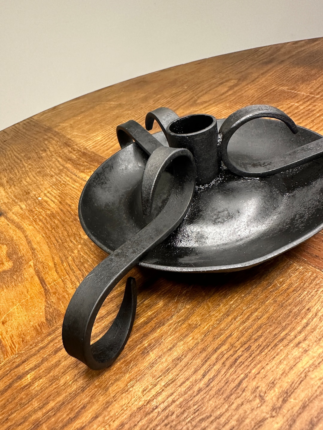 Hand Forged Wrought Iron Candle Holder | Black Chamberstick Pan - Etsy