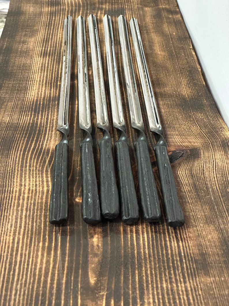 Handmade Wrought Iron BBQ Skewer, Forged Steel Blade - Etsy