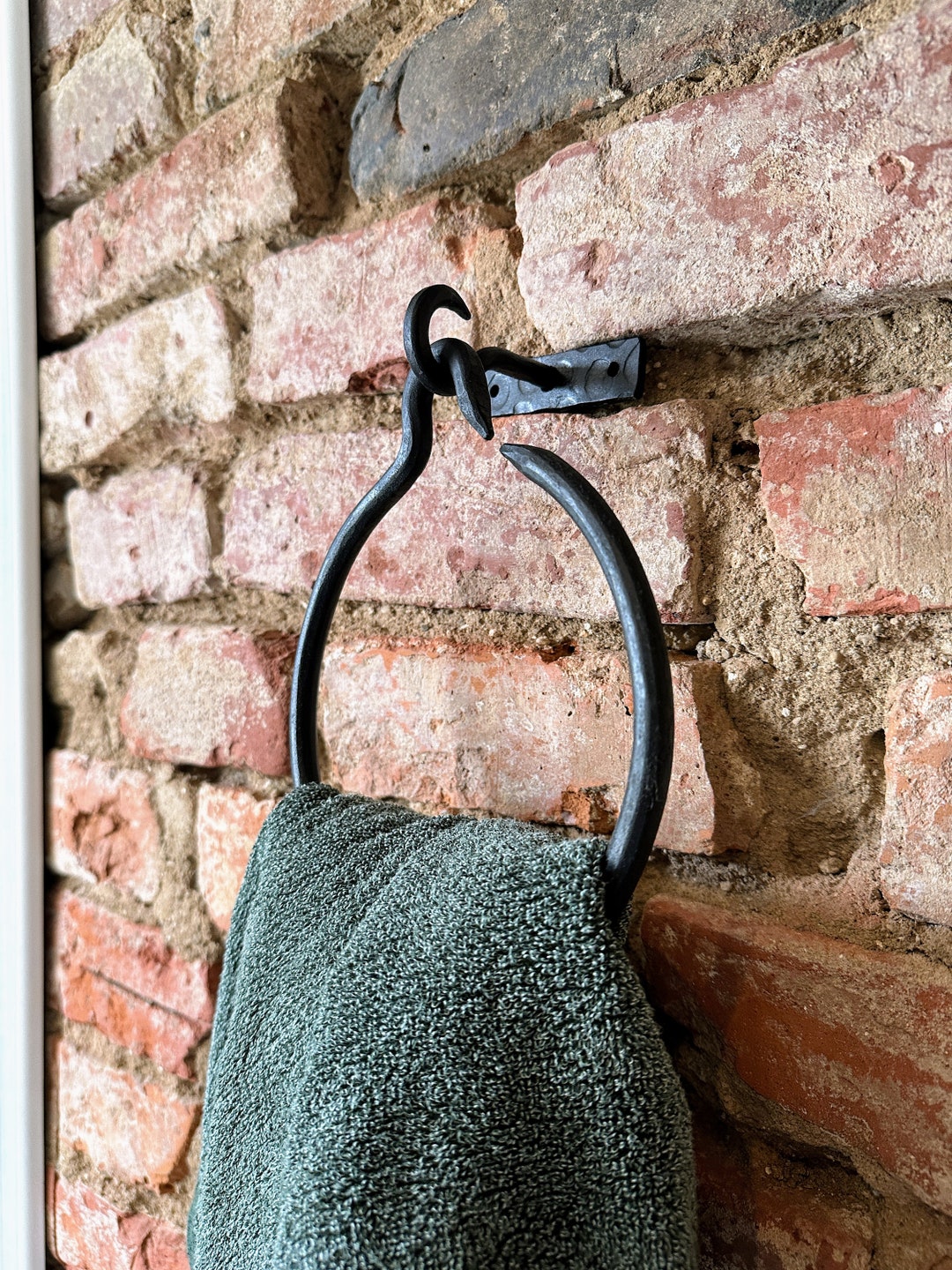 Wrought Cast Iron TOWEL RING Vintage Rustic Industrial Antique Iron ...