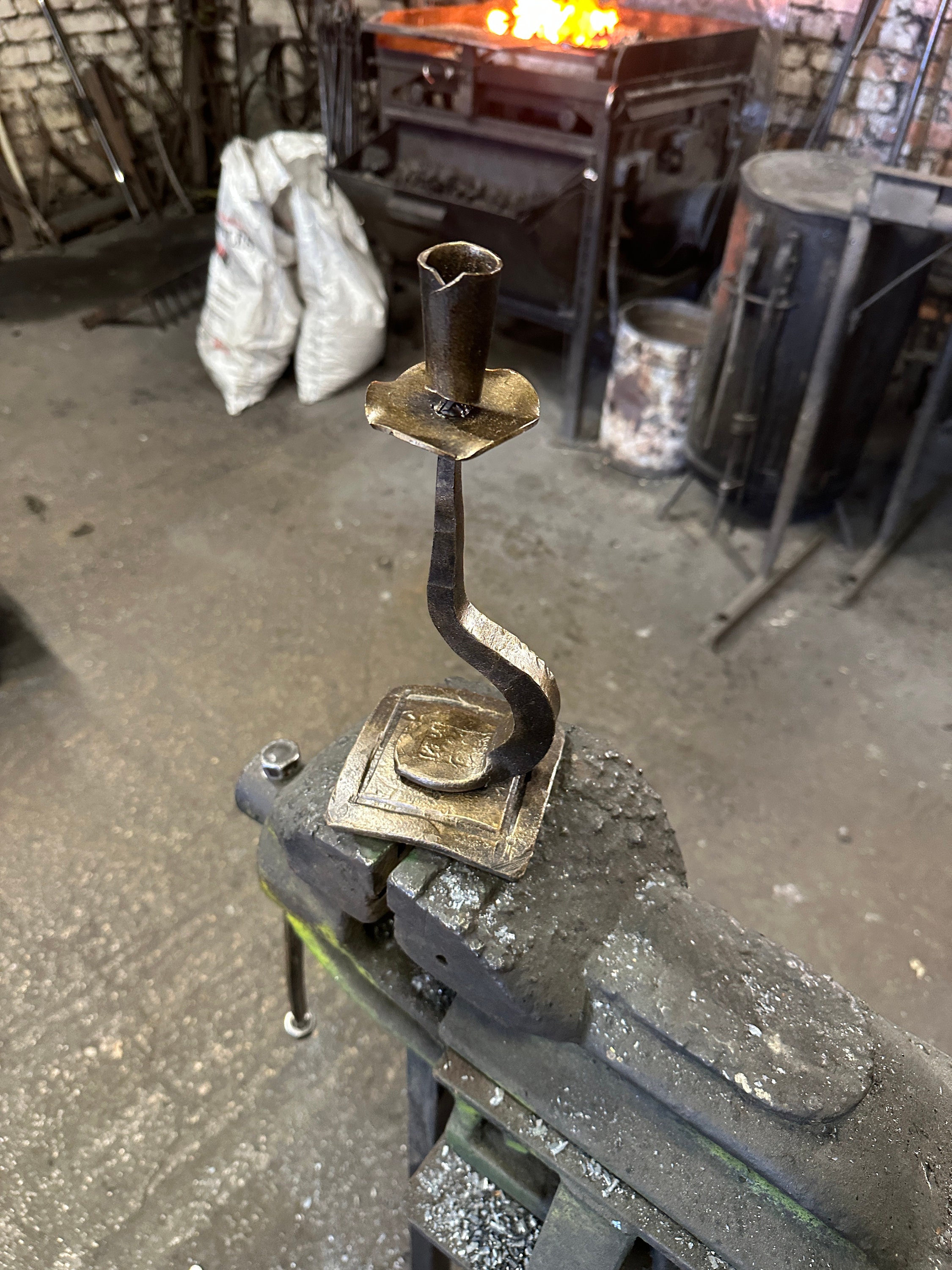 Handmade Wrought Iron Forged Standing Type Goldenblack - Etsy