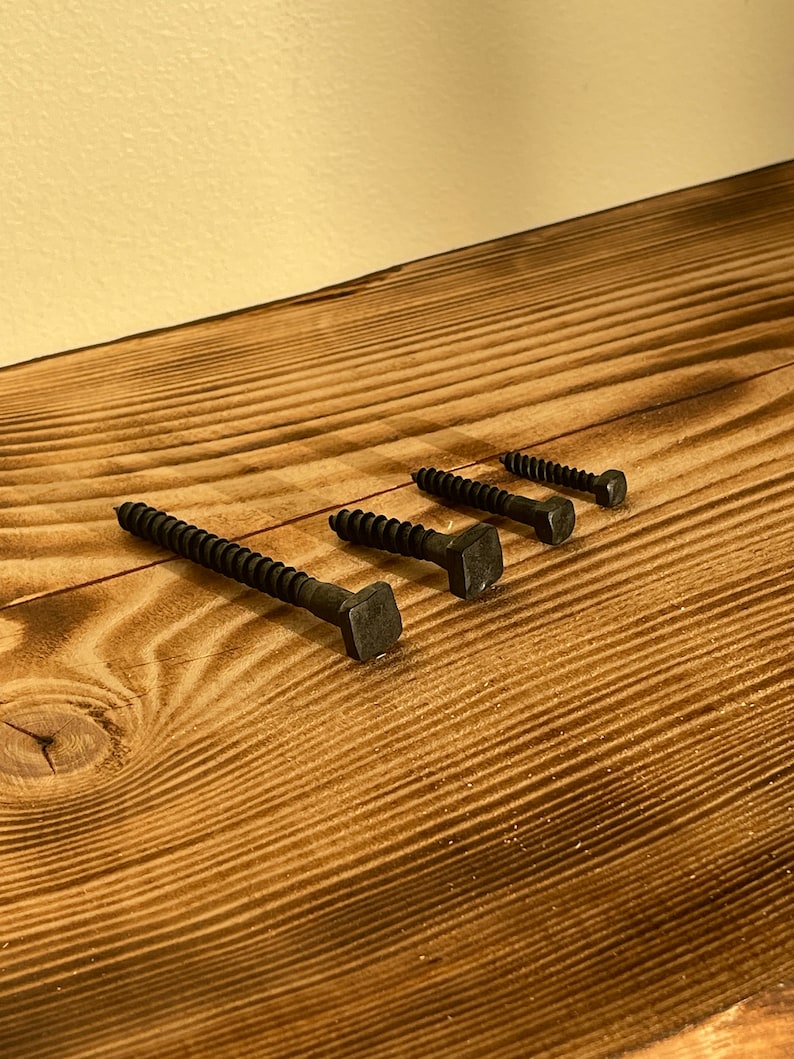 Hand Forged Iron Square Head Screws, Black Wrought Iron, Set of 10 - Etsy